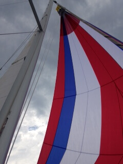 cruising spinnaker head and sock sleeve rolled up | iSpinnakers
